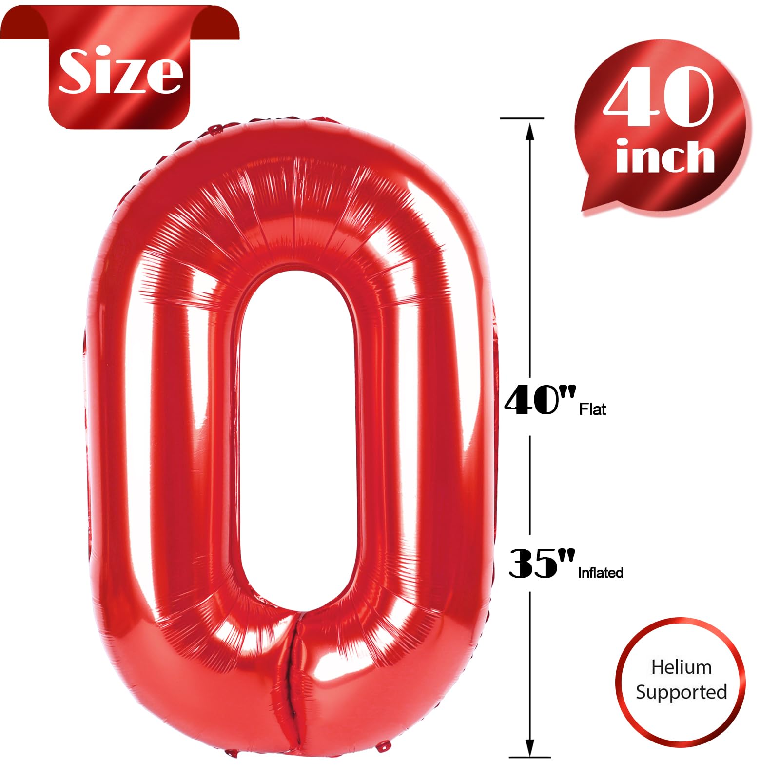 Snapklik.com : Red Number Balloon 40 Inch, 0 Number Balloons, 10 20 30 ...