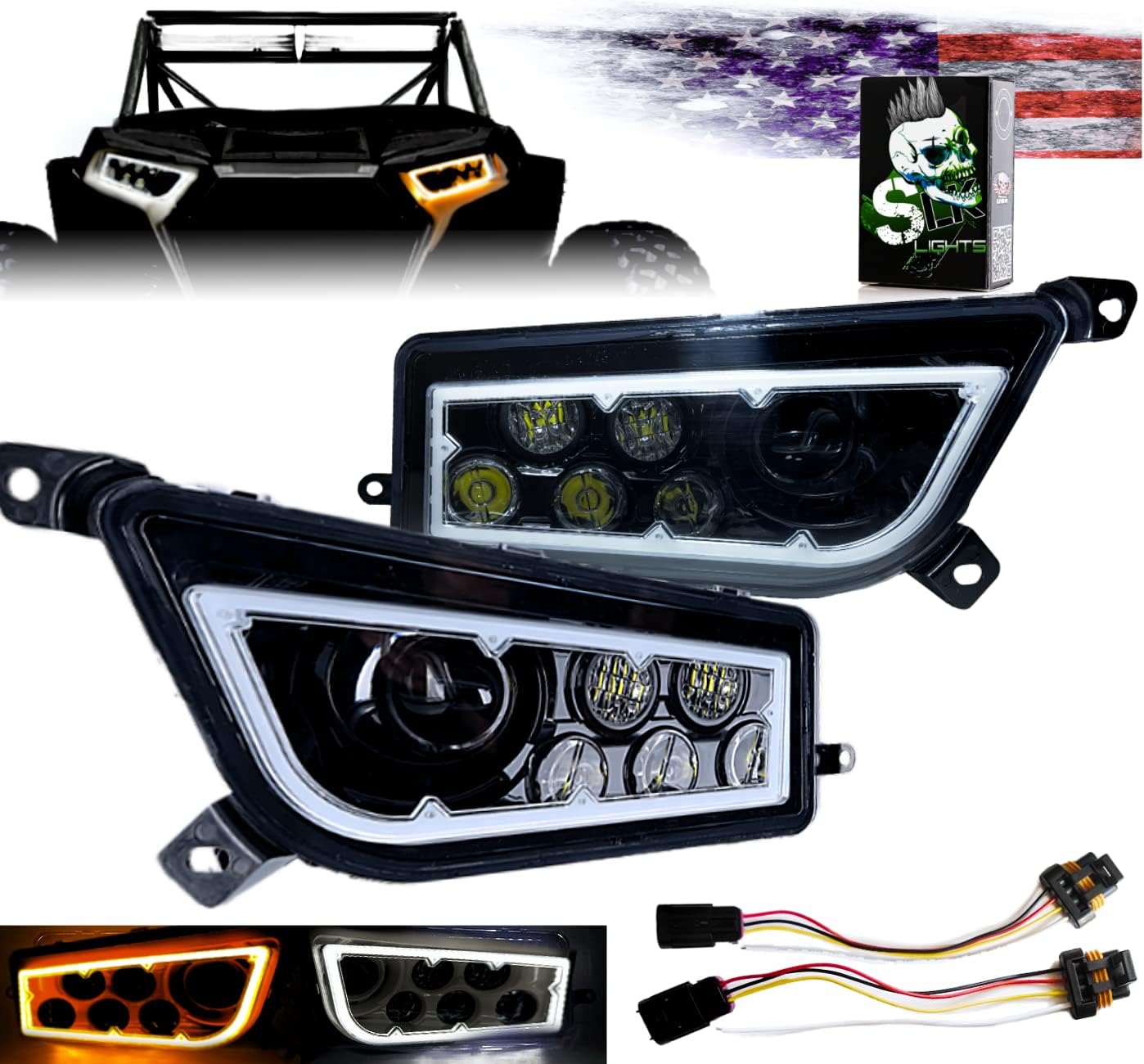 Amazon.com: SLK-Lights (LIME) RZR LED Headlight compatible with Polaris ...