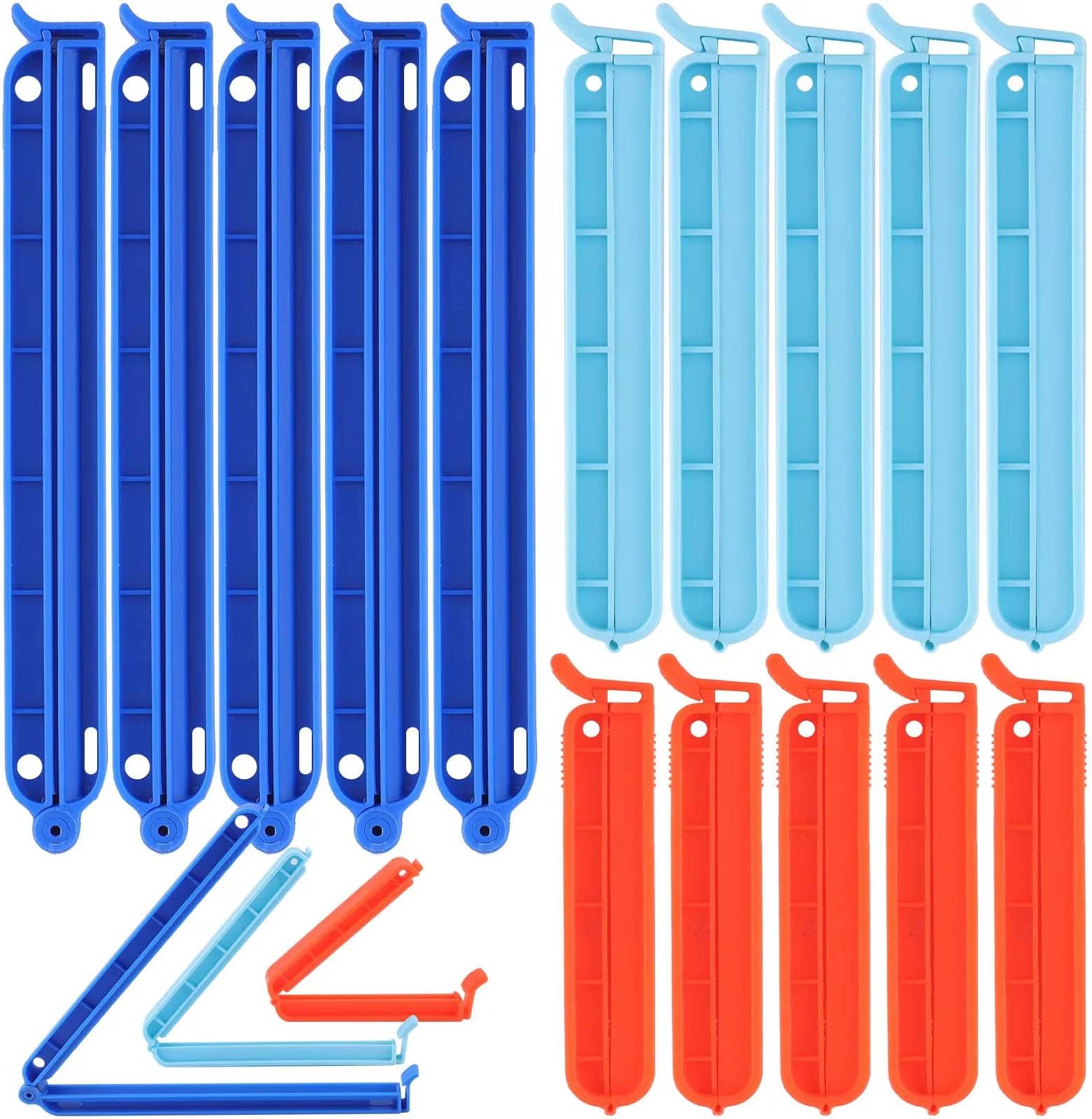 Bag Clips for Food Storage - Pack of 15 Sturdy Food Clips in 3 Assorted ...