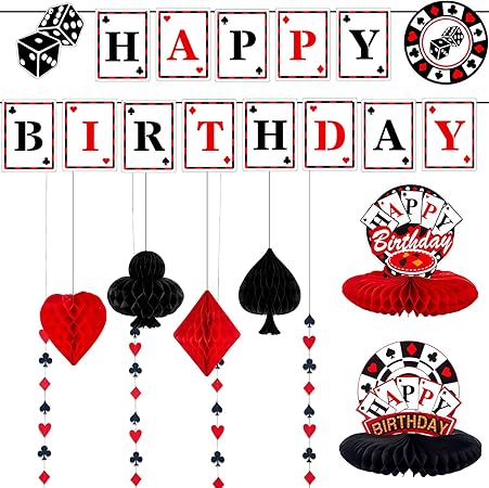 Amazon.com: Gejoy 11 Pieces Casino Birthday Party Decorations Set ...