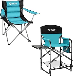 Amazon.com: VILLEY Camping Chairs Tall Directors Chair : Sports & Outdoors