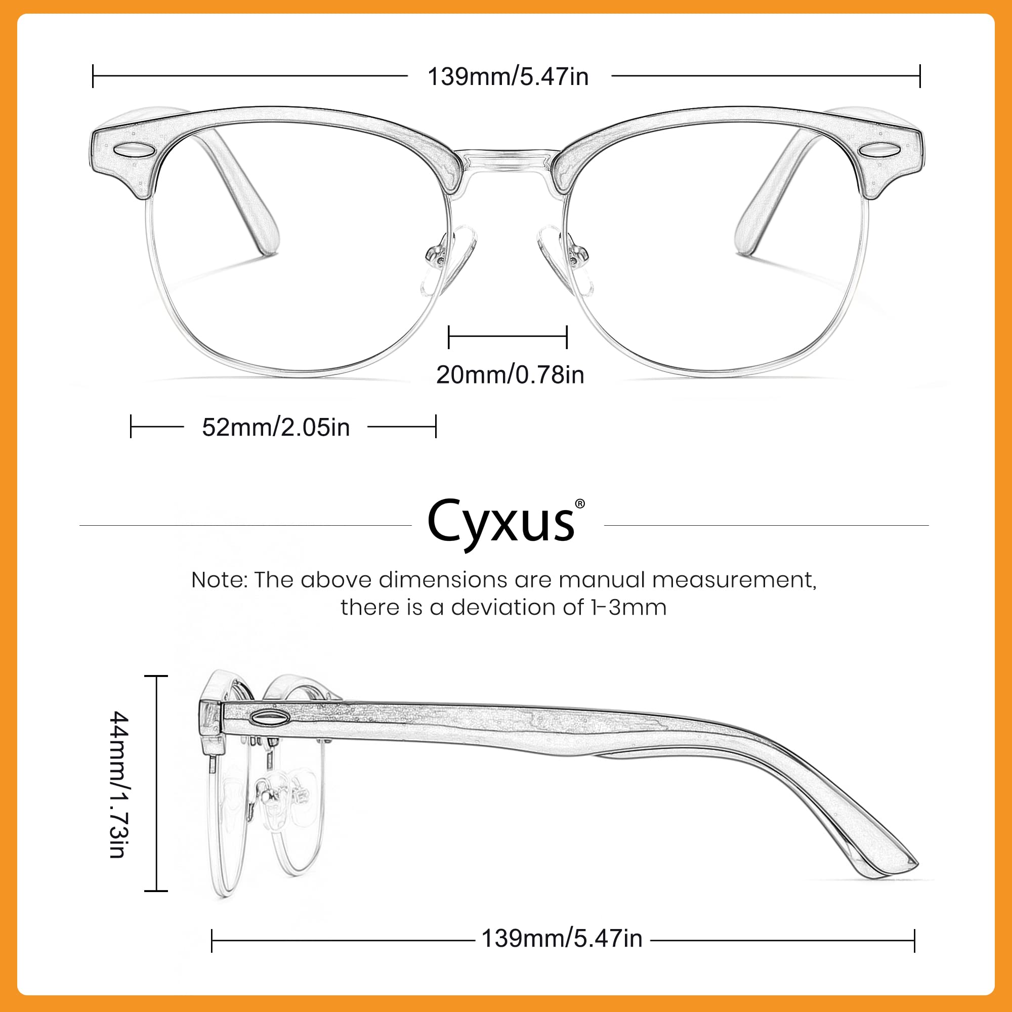 Snapklik.com : Cyxus Computer Blue Light Glasses For Men Black Semi Rim ...