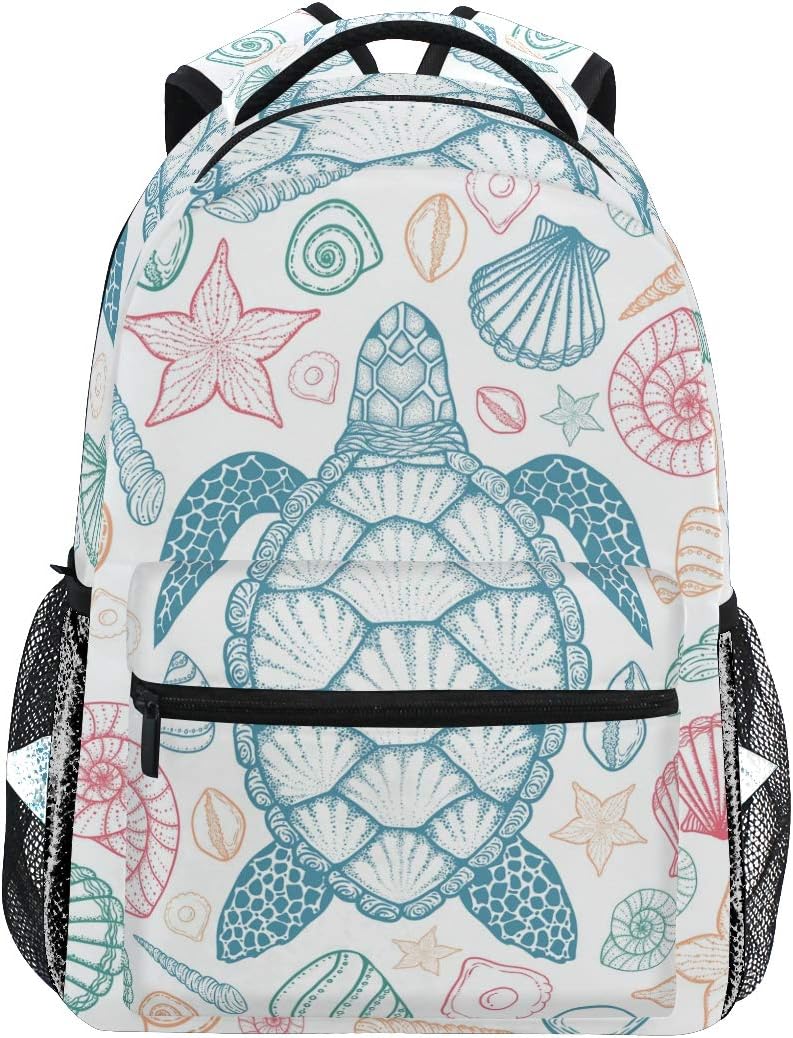 Amazon.com | senya School Backpack Sea Turtle Starfish Shells Bookbag ...