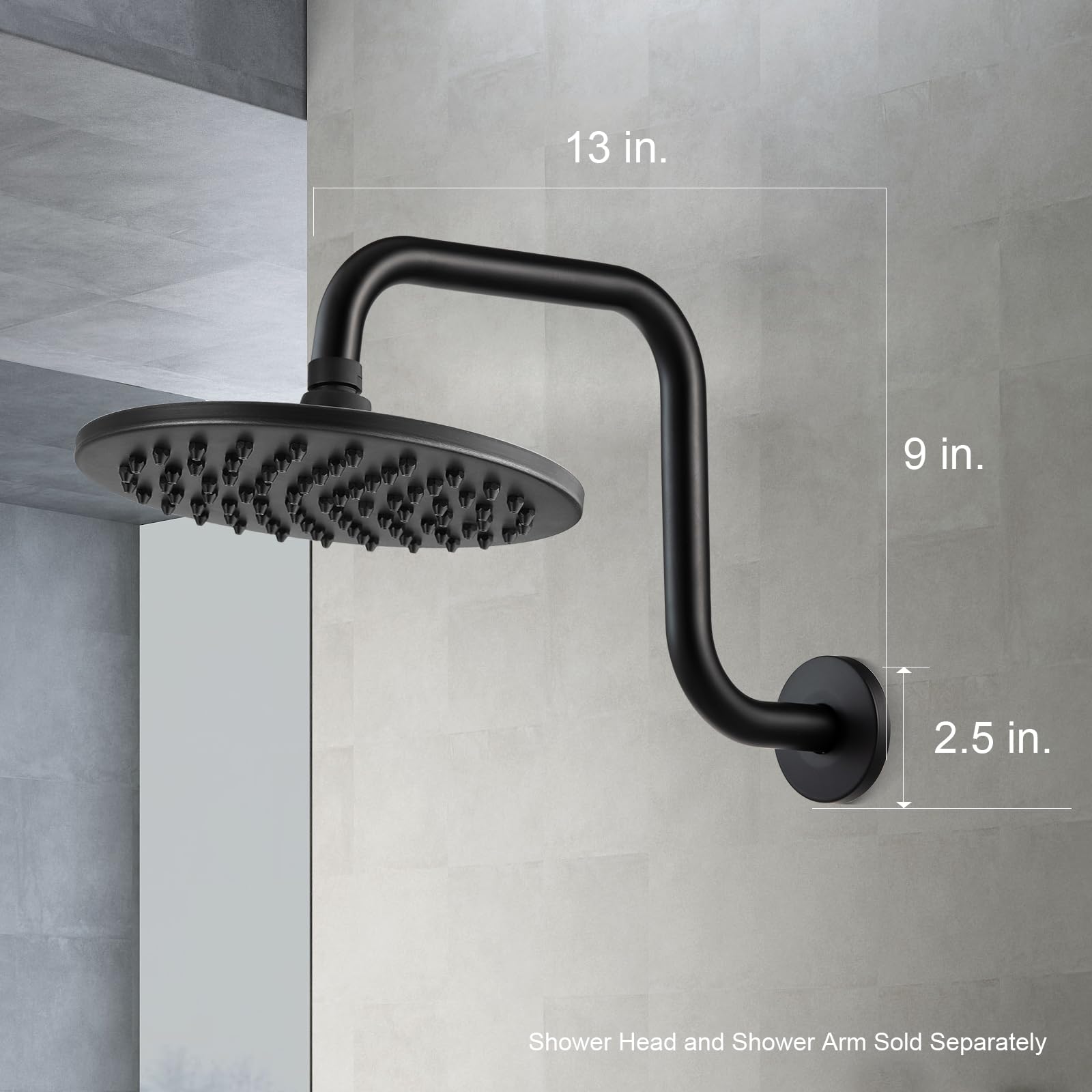 Snapklik.com : OFFO Shower Head Extension Arm 13 Inch, S Shaped High ...