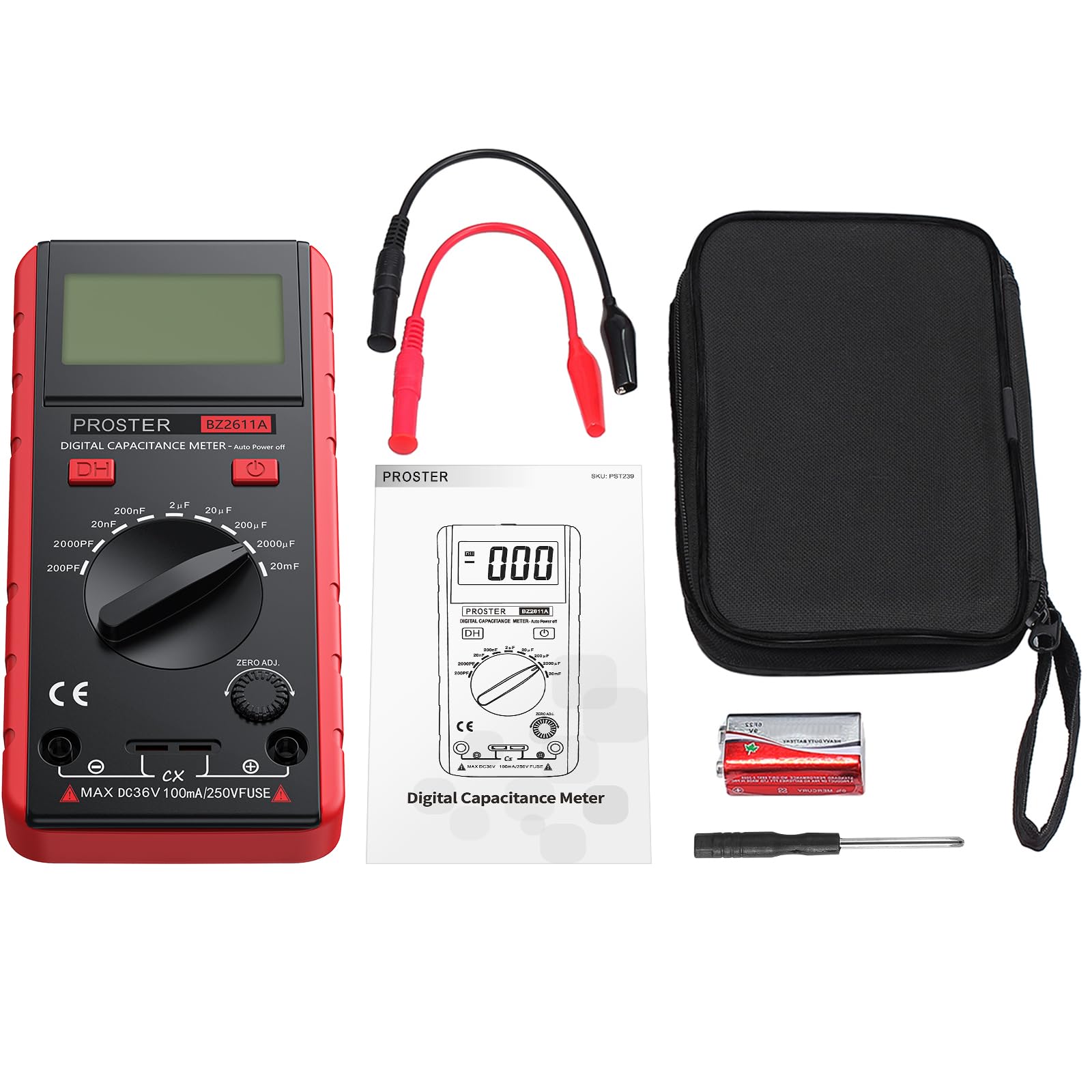 Snapklik.com : Proster Digital Capacitance Meter 200pF-20mF Meter ...
