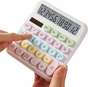 Amazon.com : Cute Colorful Caculator with Dual Power Source, Mechanical Calculator, 12 Digit ...