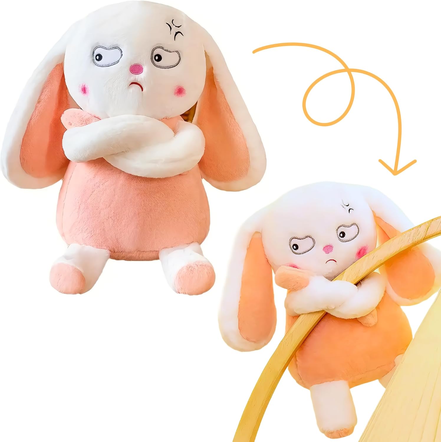 Amazon.com: TOYDUO Grumpy Bunny Plushie Toy, Cute & Funny Rabbit ...
