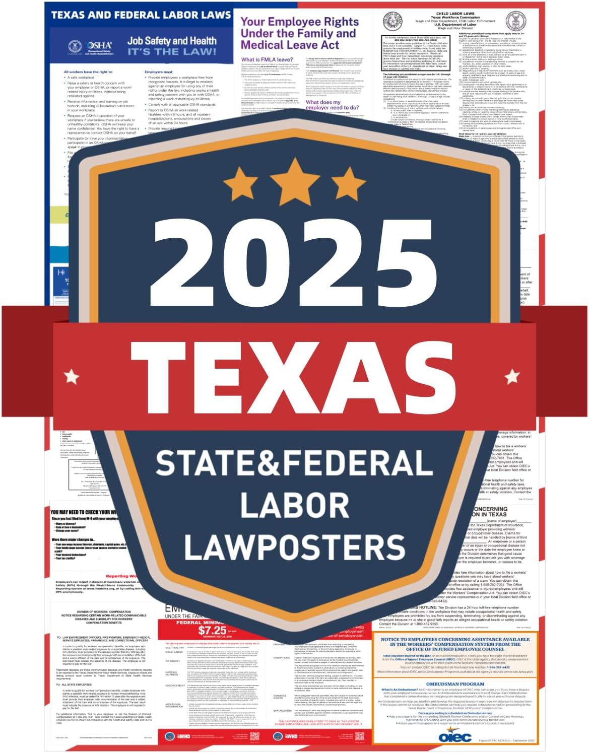 Amazon.com : 2025 Texas State and Federal Labor Laws Poster - English ...