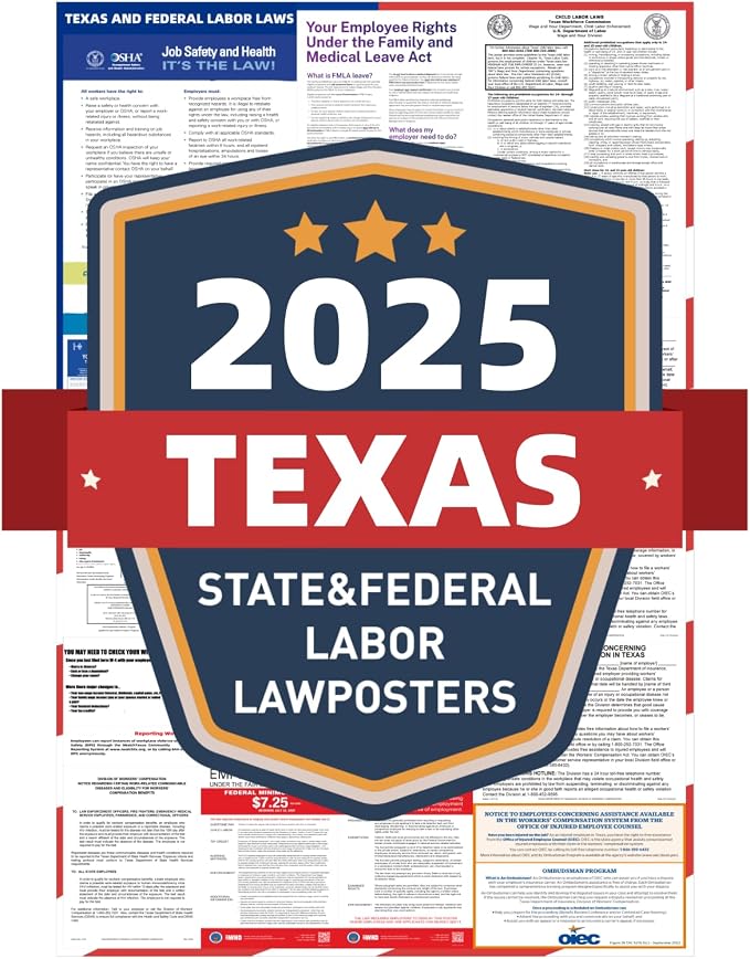 Amazon.com : 2025 Texas State and Federal Labor Laws Poster - English ...