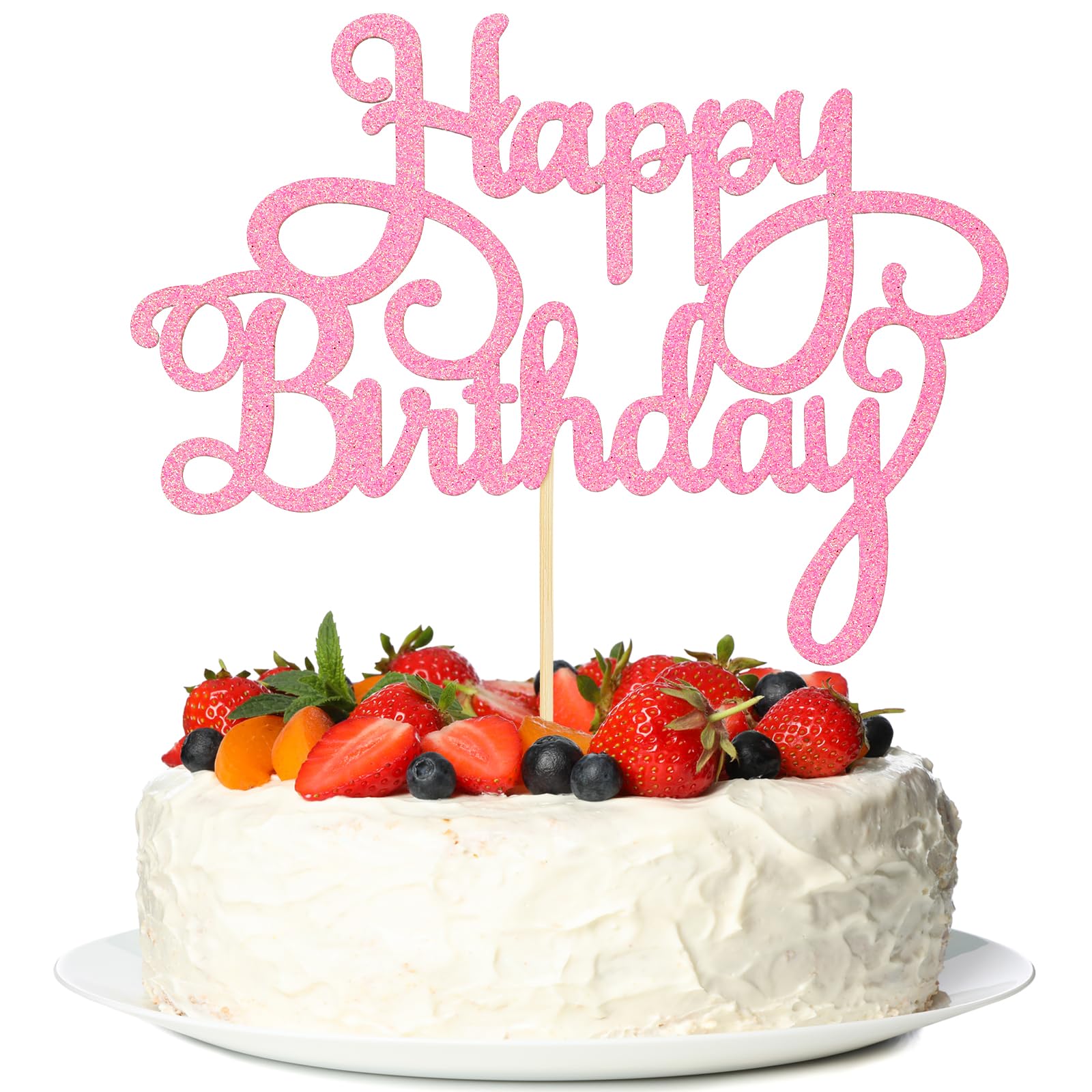Snapklik.com : Pink Birthday Cake Toppers - Happy Birthday Cake Sign ...