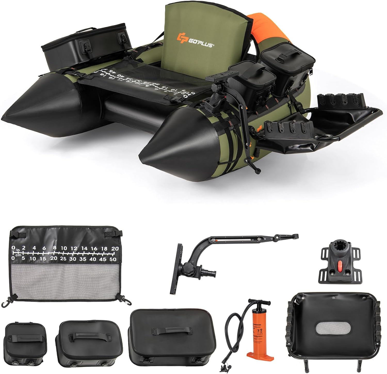 Goplus Inflatable Float Tube, Fishing Belly Boat w/Paddle, Flippers ...