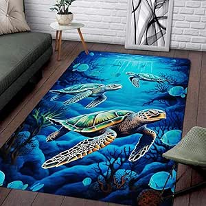 Amazon.com: Sea Turtle Ocean Rug - Sea Turtle Bedroom, Sea Turtle ...