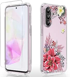 Amazon.com: Osophter for Galaxy A56 5G Case: Clear Women Girls Boys with Screen Protector ...