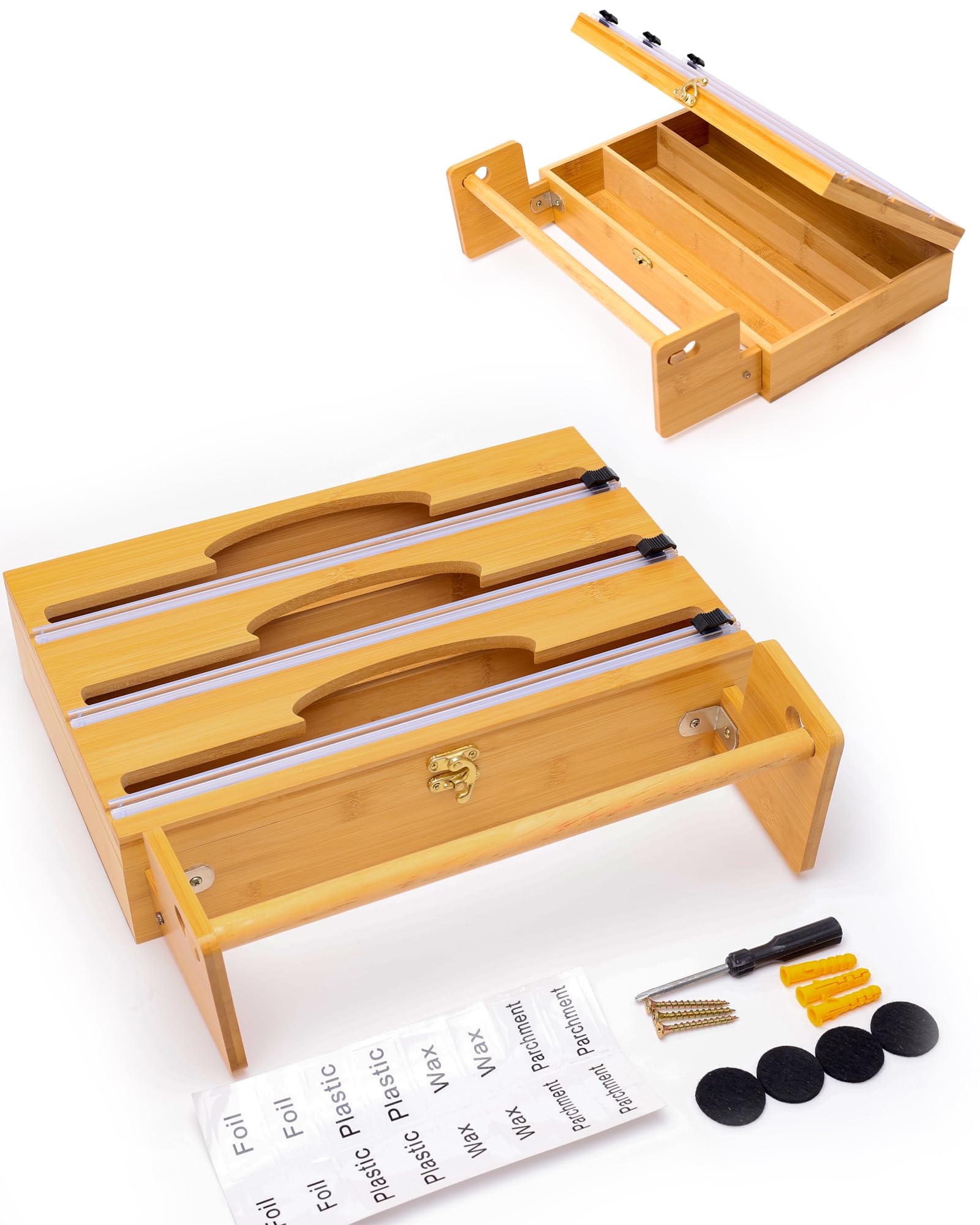 Foil and Plastic Wrap Organizer, 3 in 1 Plastic Wrap Stretch Film ...