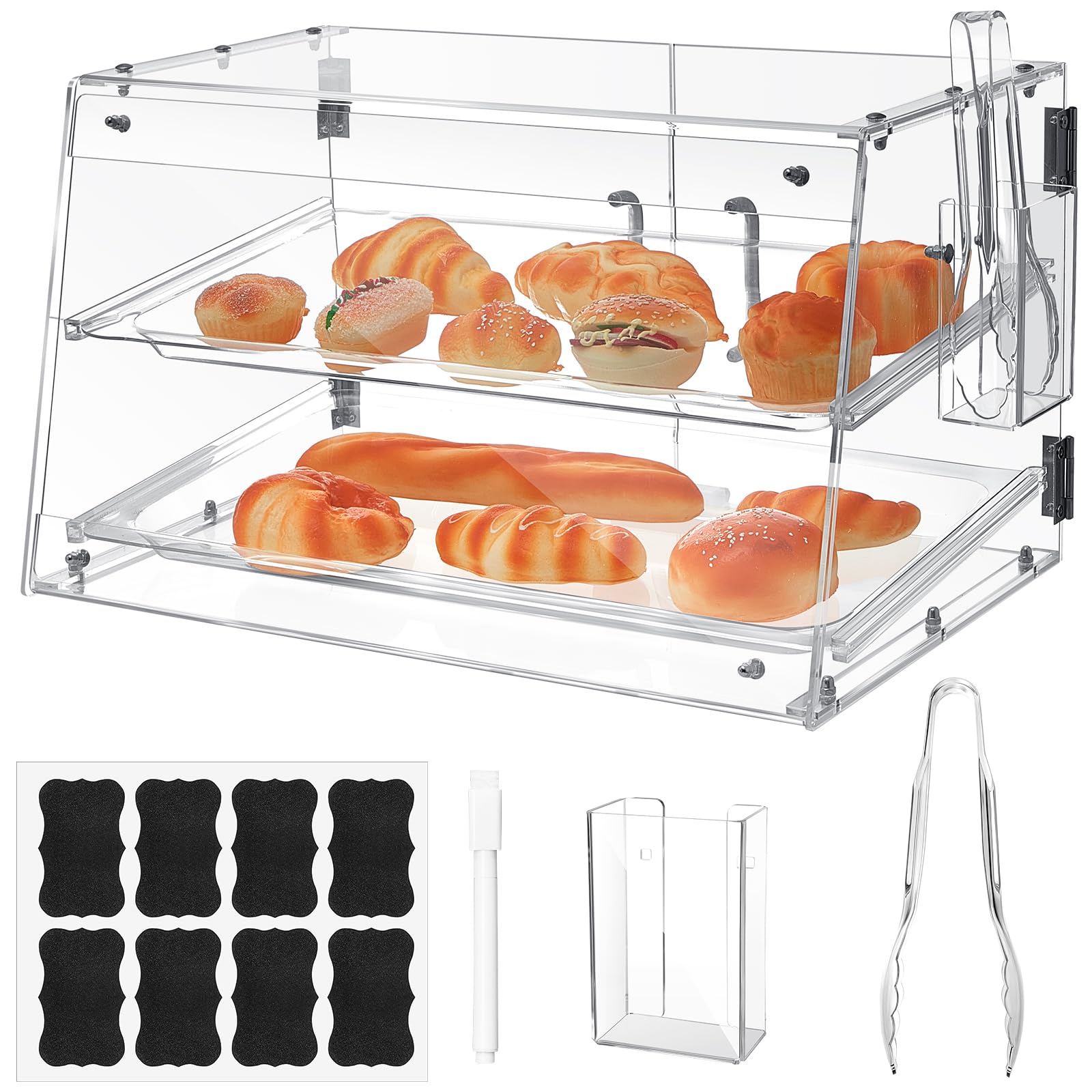 Amazon.com: Jinei 2 Tier Tray Acrylic Display Case Bakery Pastry ...