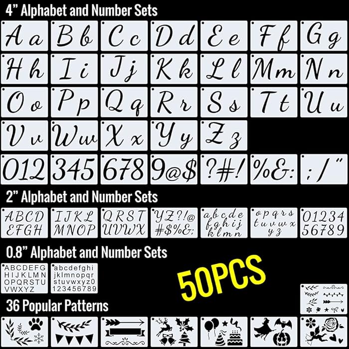 Buy Large Letter Stencils for Painting on Wood, 47 PCS Reusable ...