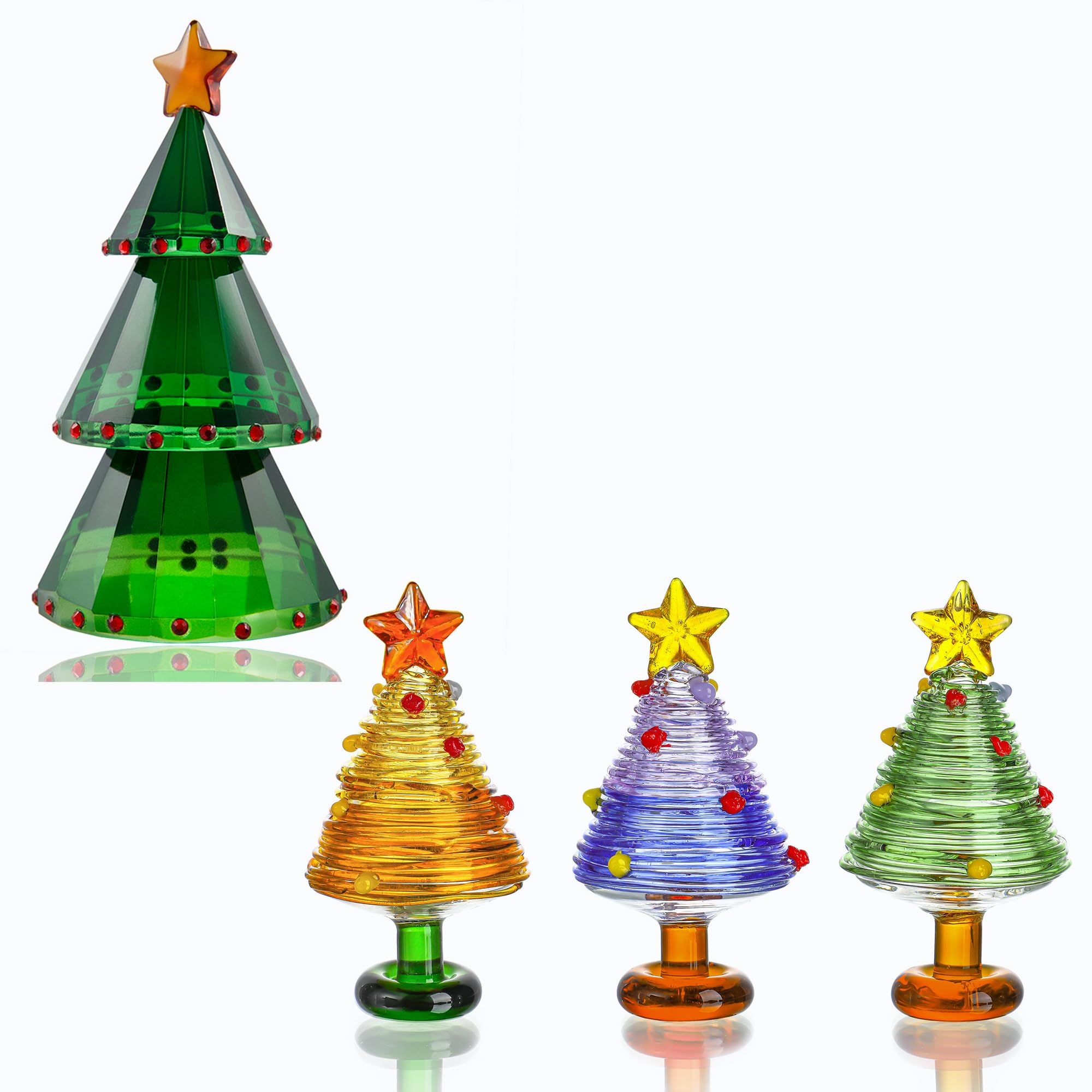 Amazon.com: H&D HYALINE & DORA Green Crystal Glass Christmas Tree ...