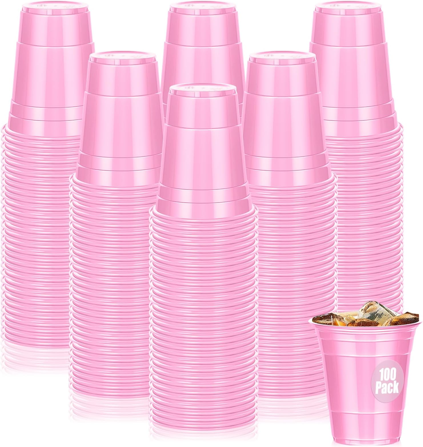 Amazon.com: Zubebe 100 Pack 18oz Pink Graduation Cups, Disposable ...
