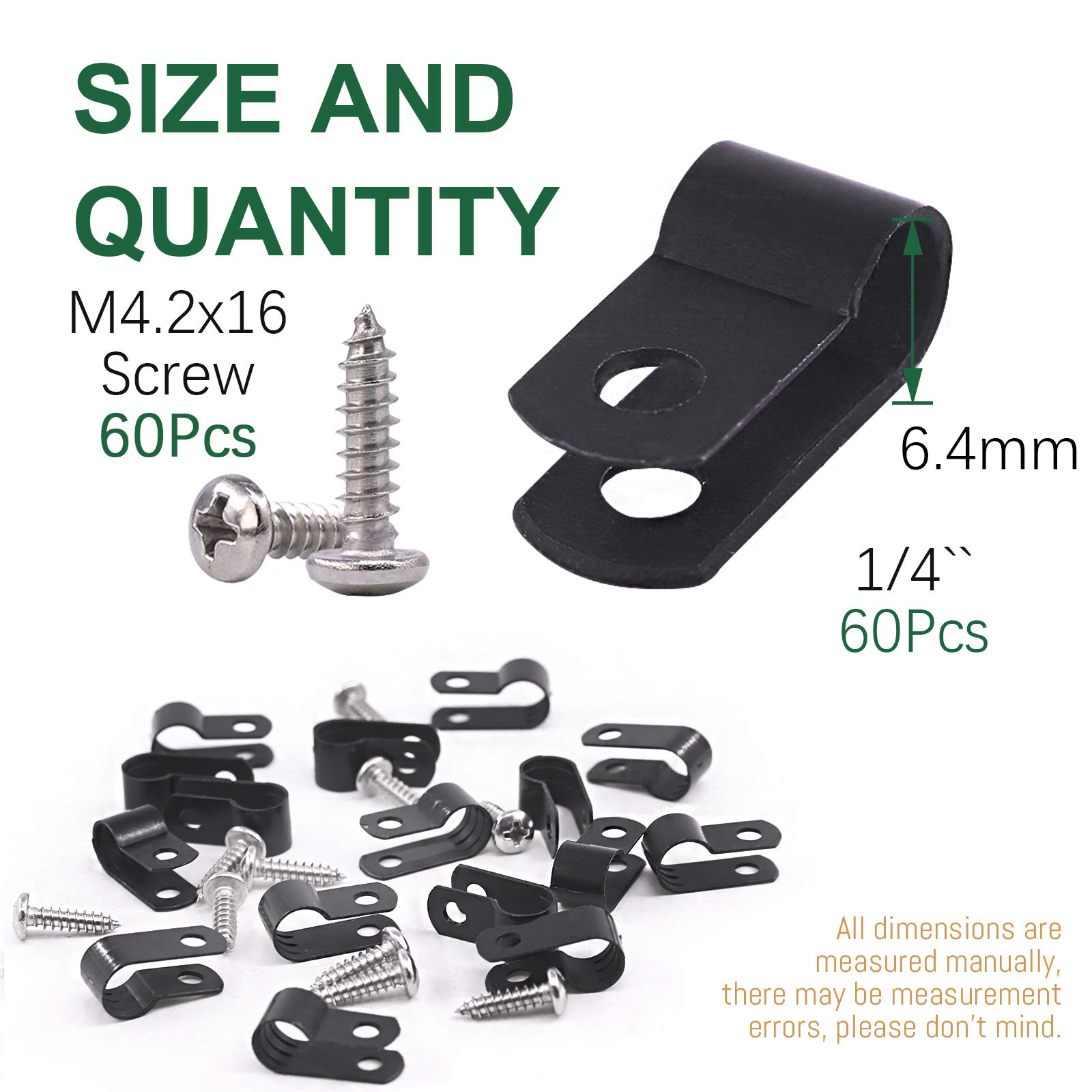Snapklik.com : Keadic 60 Pieces 1/4 Inch Black Nylon Cable Clamps