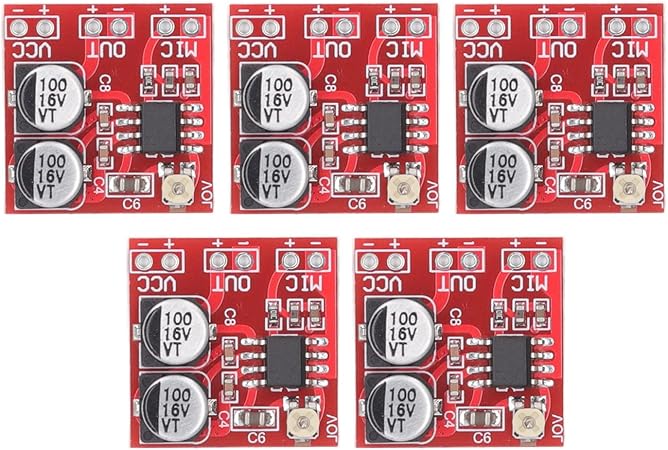 5Pcs Electret Microphone Amplifier Module, LM386 DC 4V-12V Adjustable ...