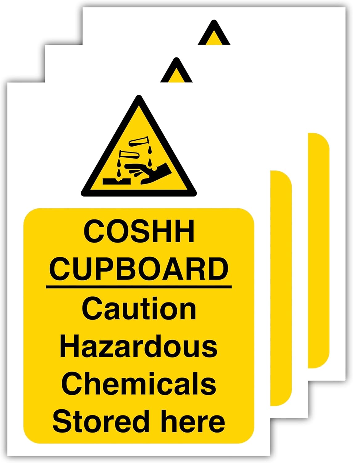 3 PCS 14,8CM x 21CM COSHH Cupboard Safety Sign Self Adhesive Waterproof ...