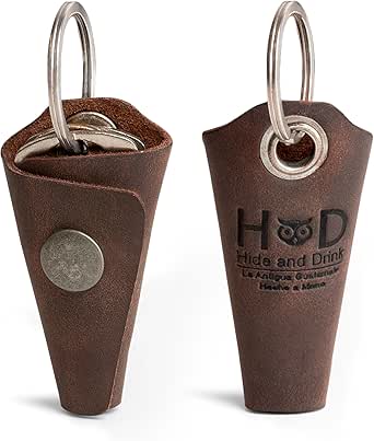 Hide & Drink Full Grain Leather Wrap Keychain, Organizer Snap Closure ...