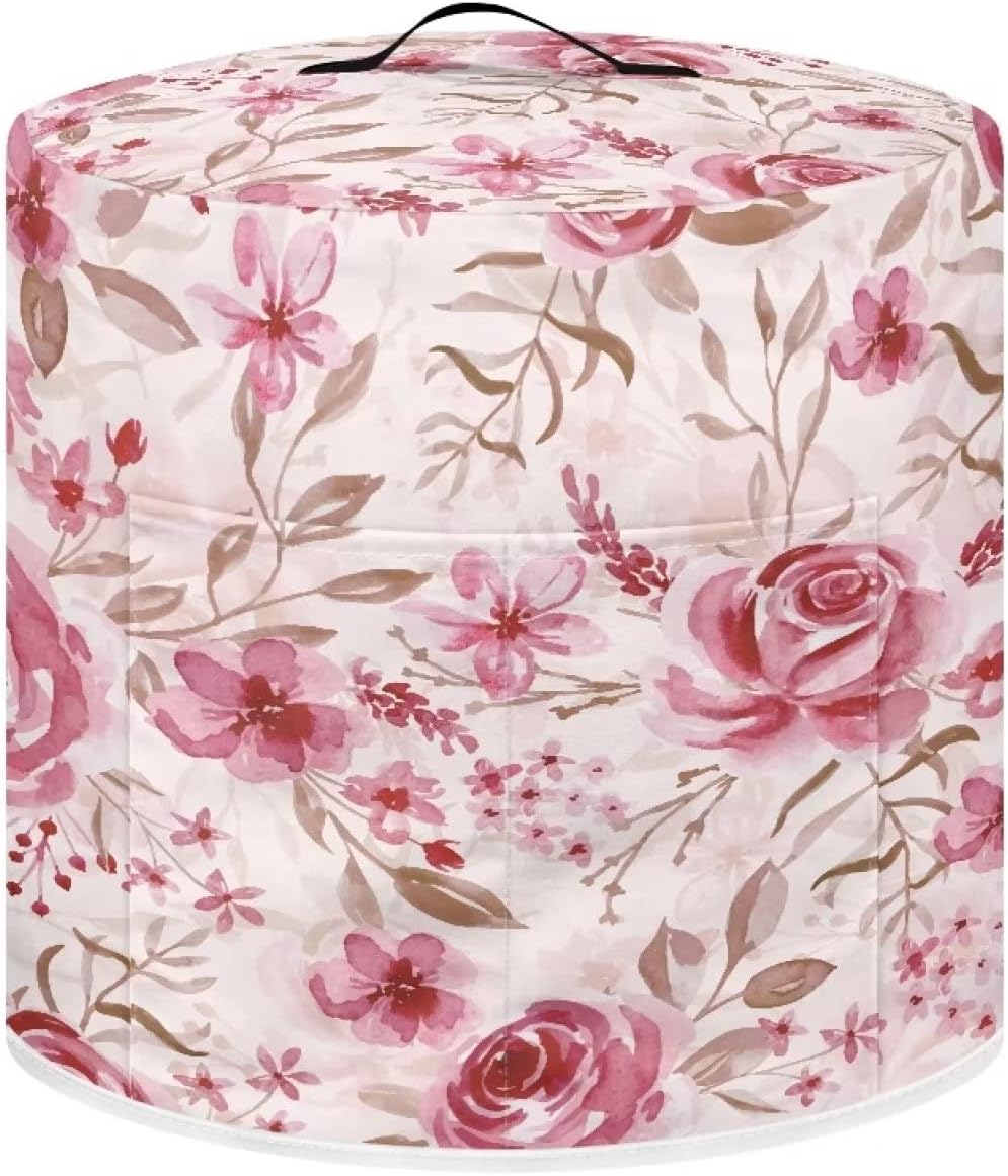 Amazon.com: Suobstales Pink Flower Print Pressure Cooker Cover Washable ...