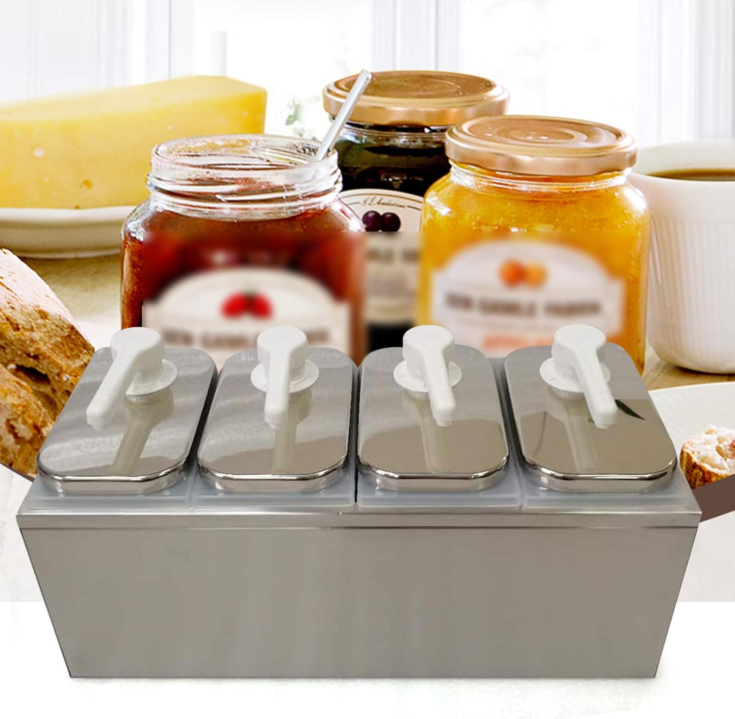 Amazon.com: YONYIDEA 8L Stainless Steel Sauce Dispenser Pump 4 Bucket ...