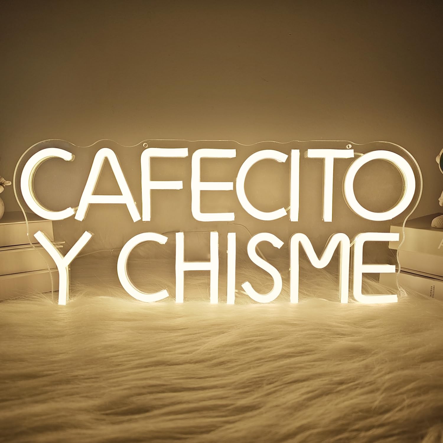 Amazon.com : Funny Cafecito Y Chisme Neon Sign for Wall Decor Dimmable ...