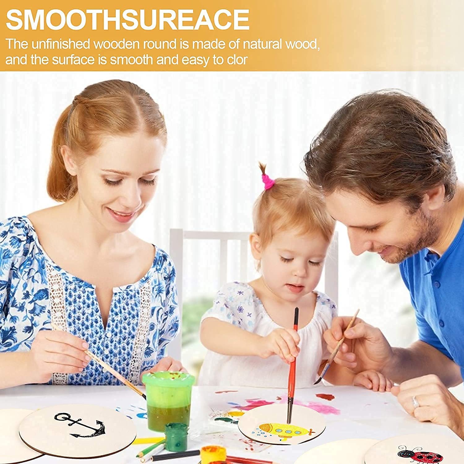 Buy Variety Canvas 6 Piece Round MDF Boards for Art and Craft, Wood ...