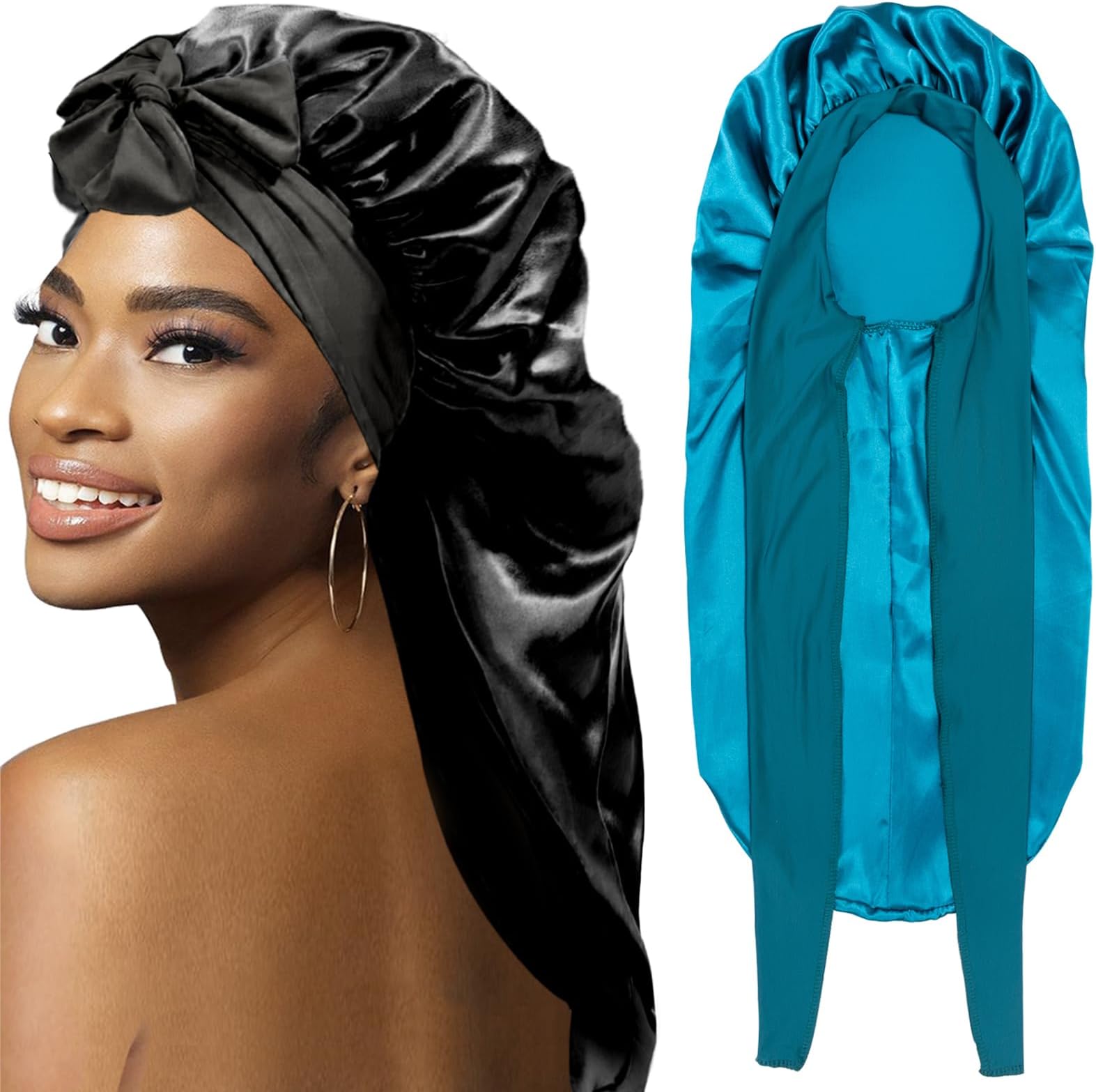 Amazon.com : Bonnets for Black Women Braid Bonnet, Large Long Satin ...
