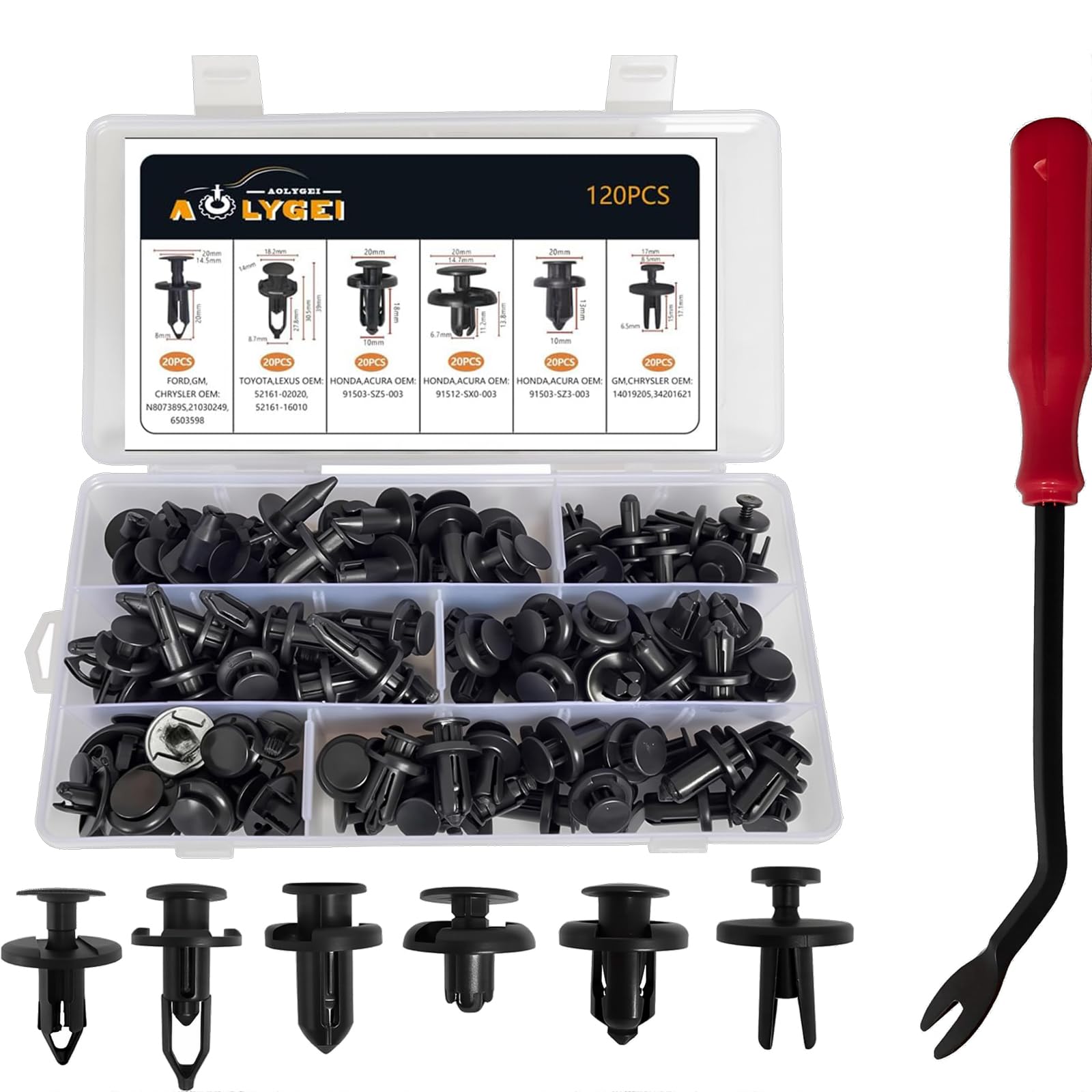 AOLYGEI Bumper Retainer Clips, 120PCS Plastic Clips for Car, Auto Clips ...