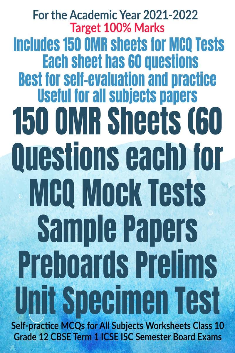 Buy 150 OMR Sheets (60 Questions each) for MCQ Mock Tests Sample Papers ...