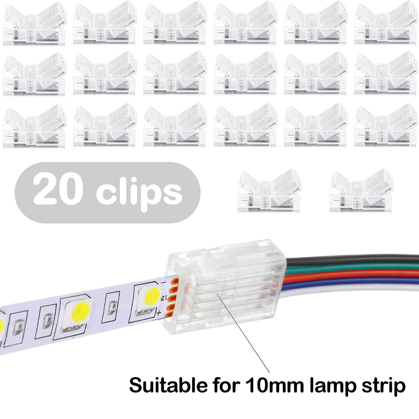 Snapklik.com : Flutesan RGB LED Light Strip Connectors 20 Waterproof ...