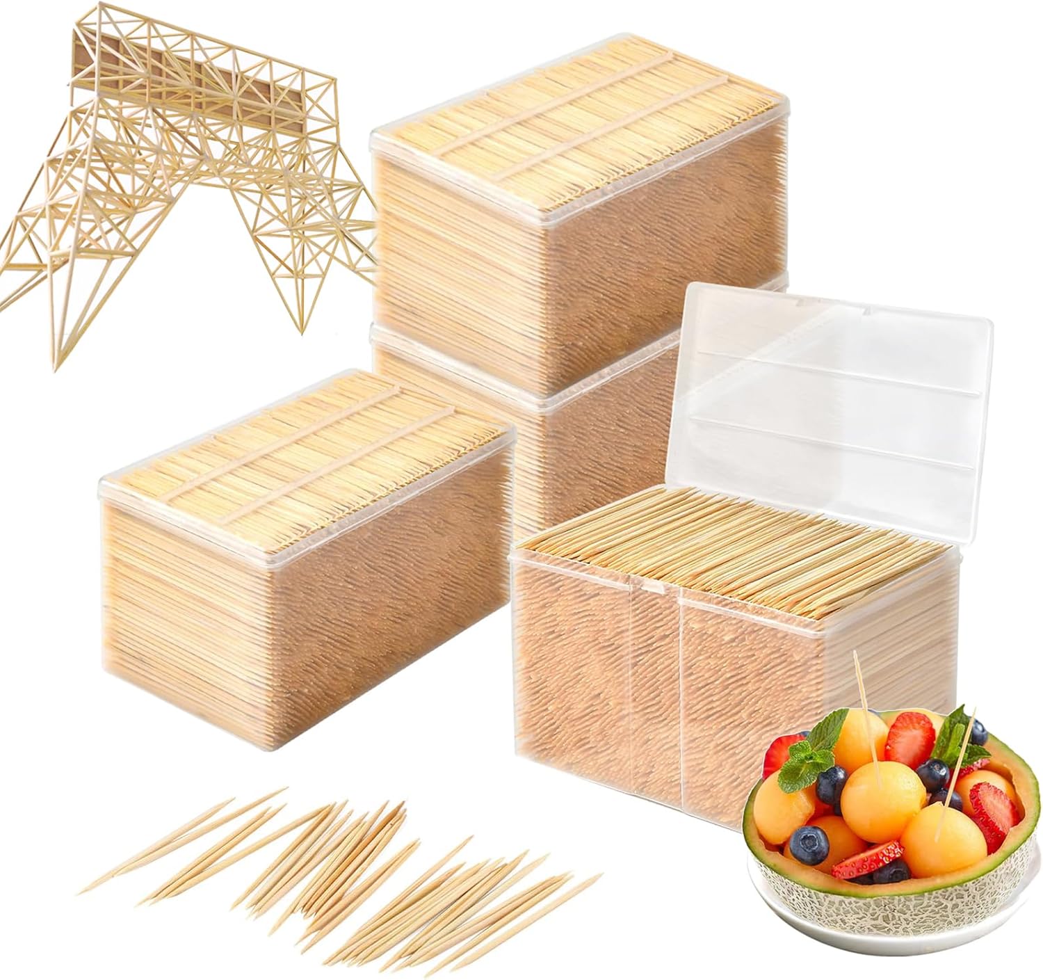 Amazon.com: Toothpicks Wood, 12000 Qty Bamboo Wooden Toothpicks Wood ...