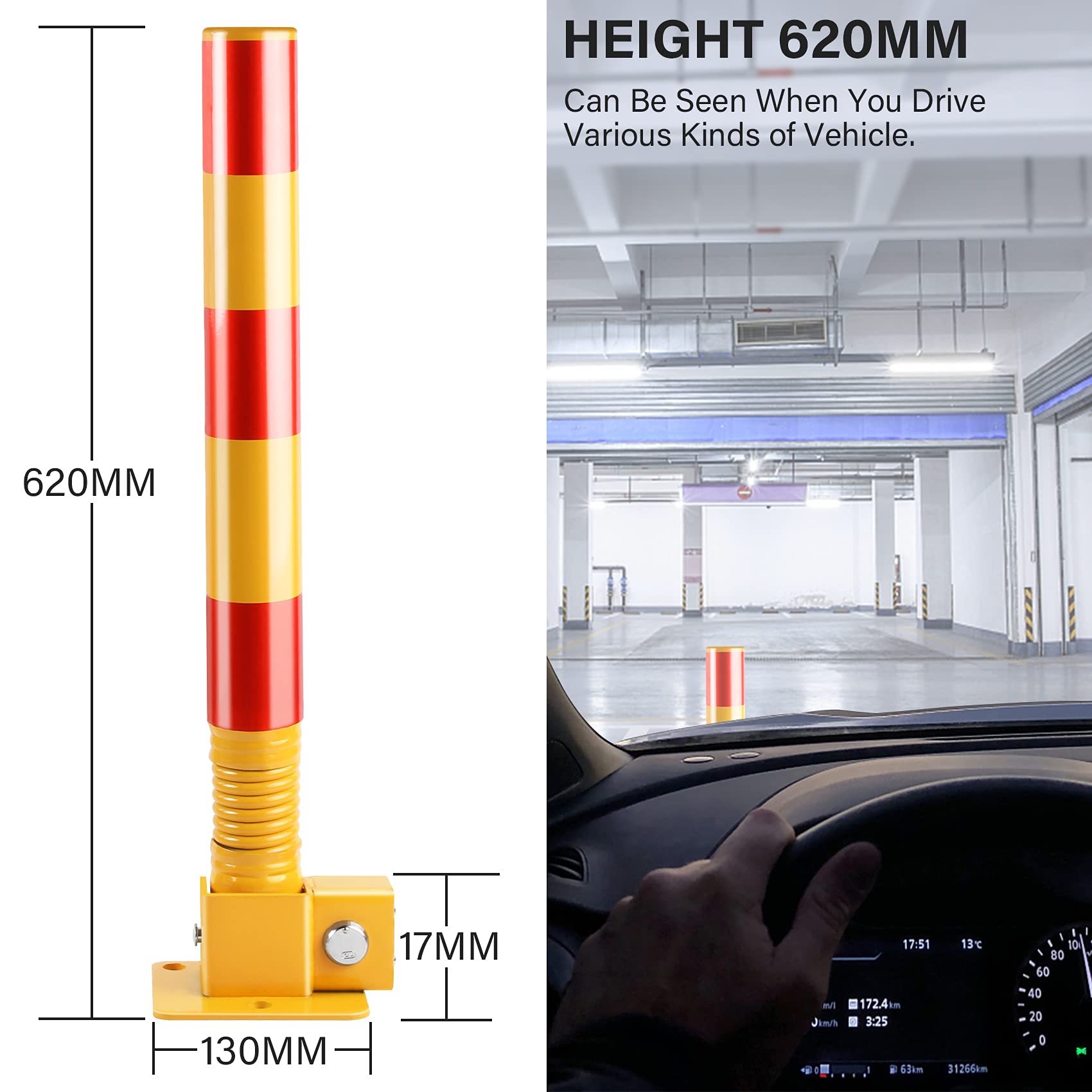 Spring Parking Post, Parking Barrier Parking Lock Folding Heavy Metal ...