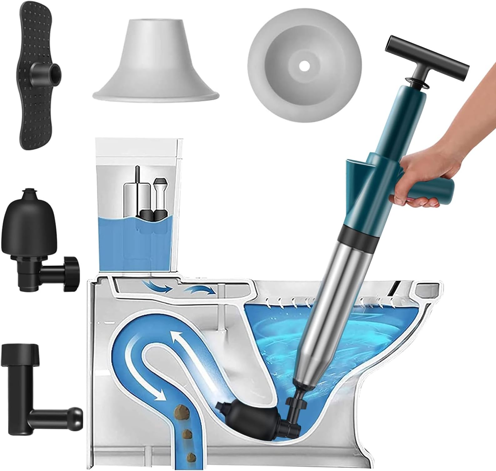 Toilet Plunger, Drain Clog Remover High Pressure Air Drain Blaster ...