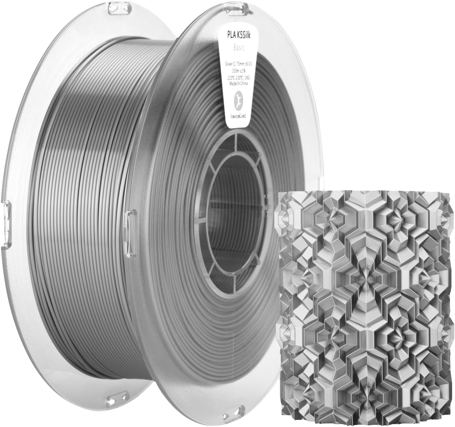 Amazon.com: KEXCELLED Silk PLA Filament 1.75mm Silver Gray 3D Printer ...