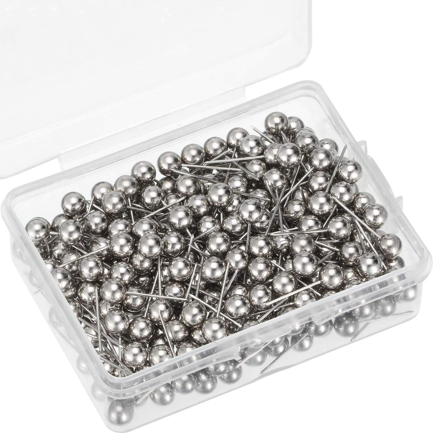 Amazon.com: Map Tacks Push Pins Small Size 300 Packs (Silver, 1/5 Inch ...