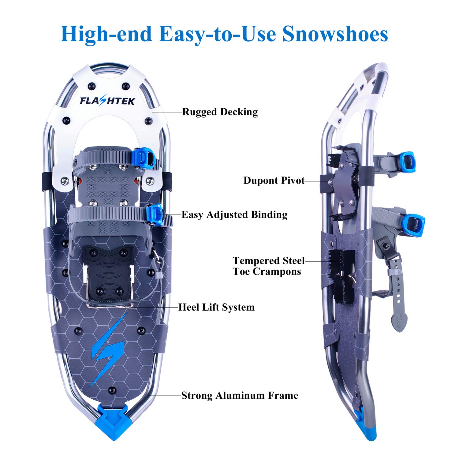 FLASHTEK 21/25/30 Inches Light Weight Snowshoes for Women Men Youth ...