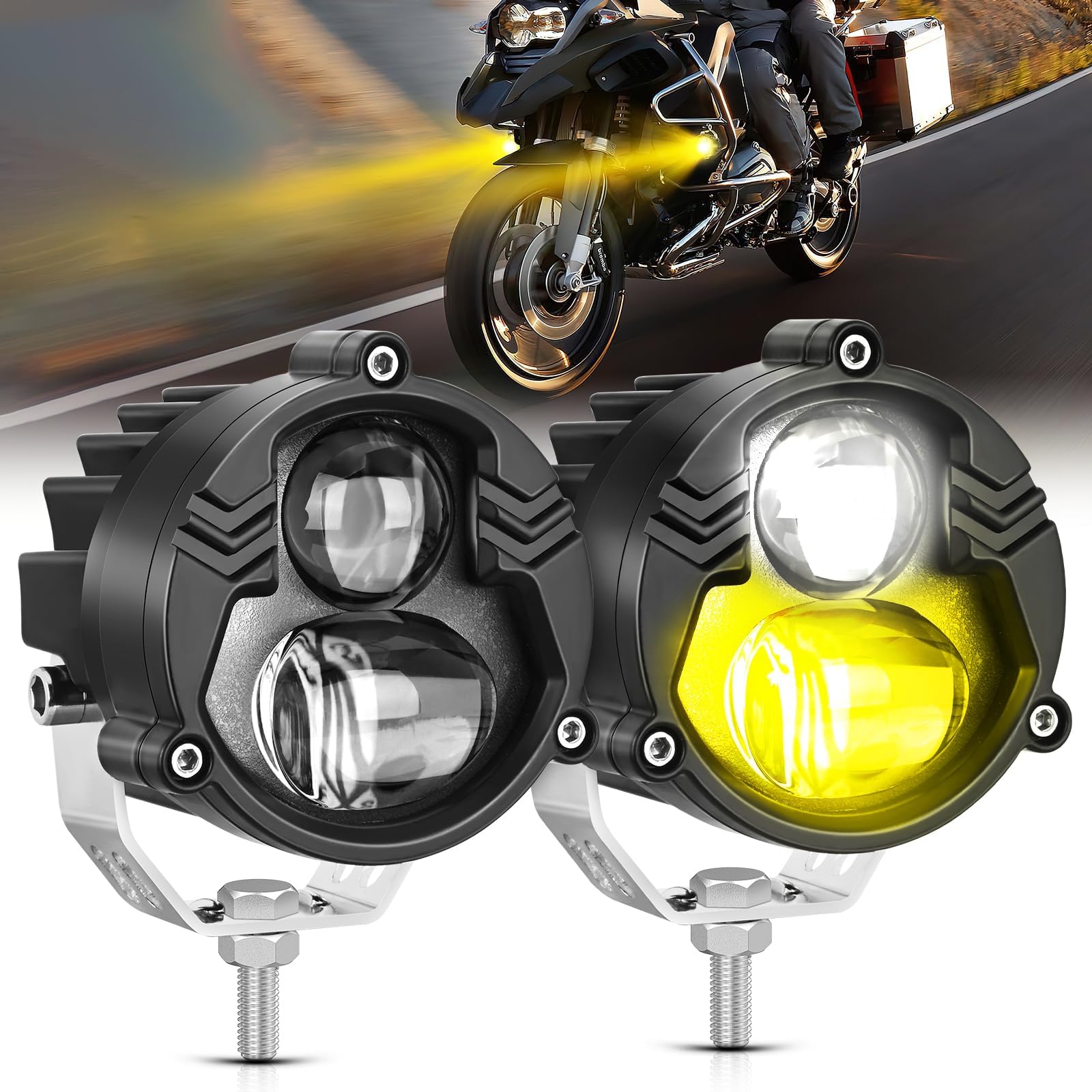 Amazon.com: Nilight Motorcycle Driving Lights 2.7 inch White Amber Spot ...