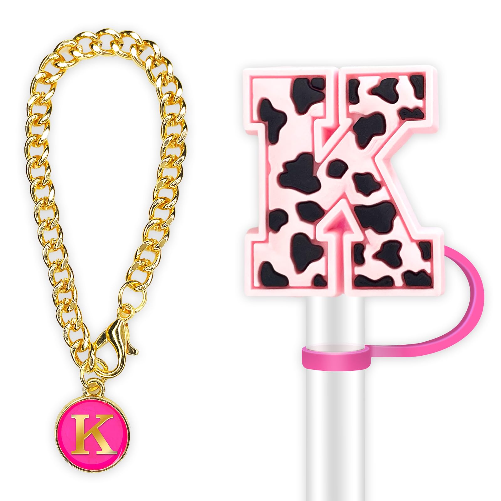 Amazon.com | Pink Letter Straw Toppers for Tumbles, 10mm Alphabet Straw ...