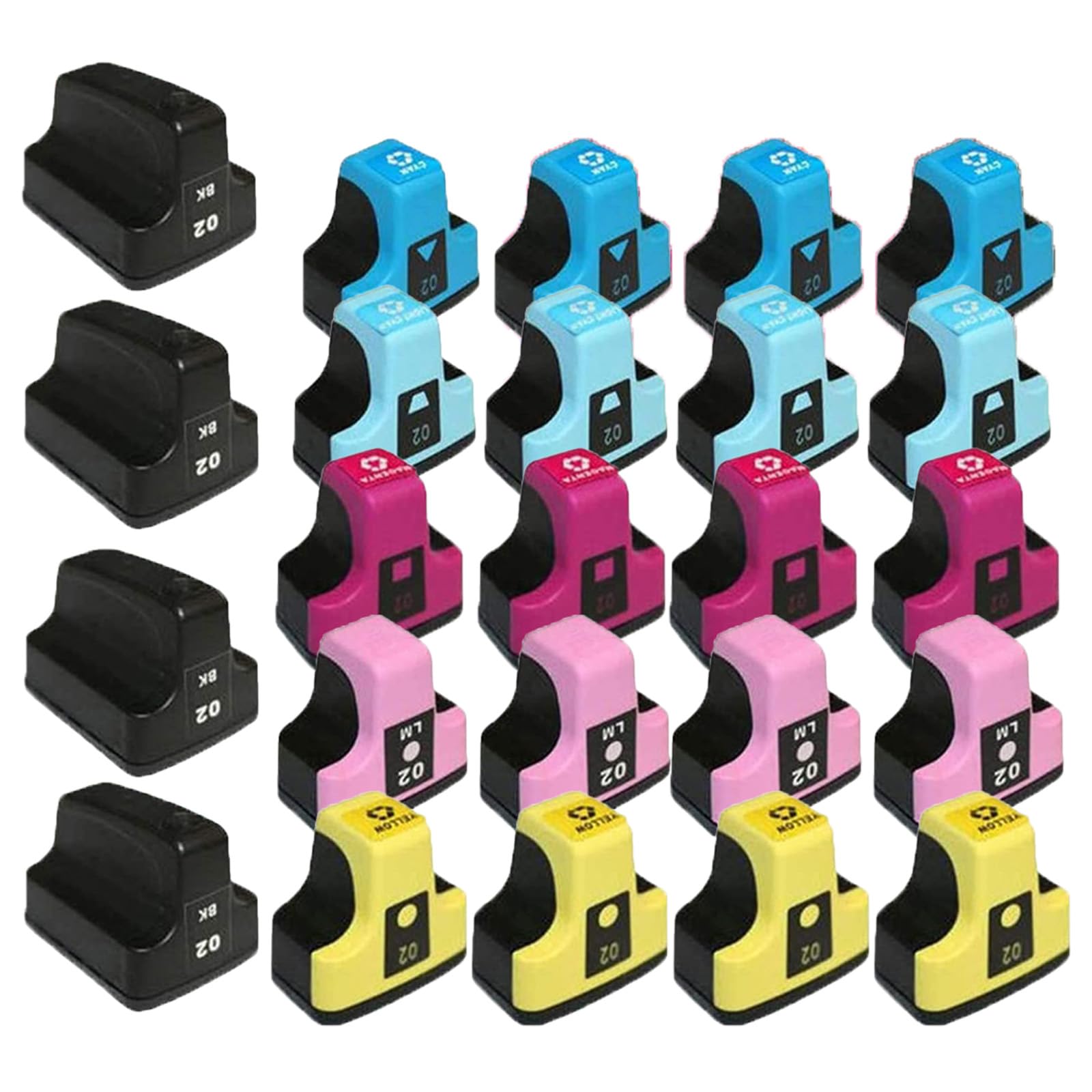 24-Pack HP02 Remanufactured Ink Cartridge Replacement for HP 02 to use ...