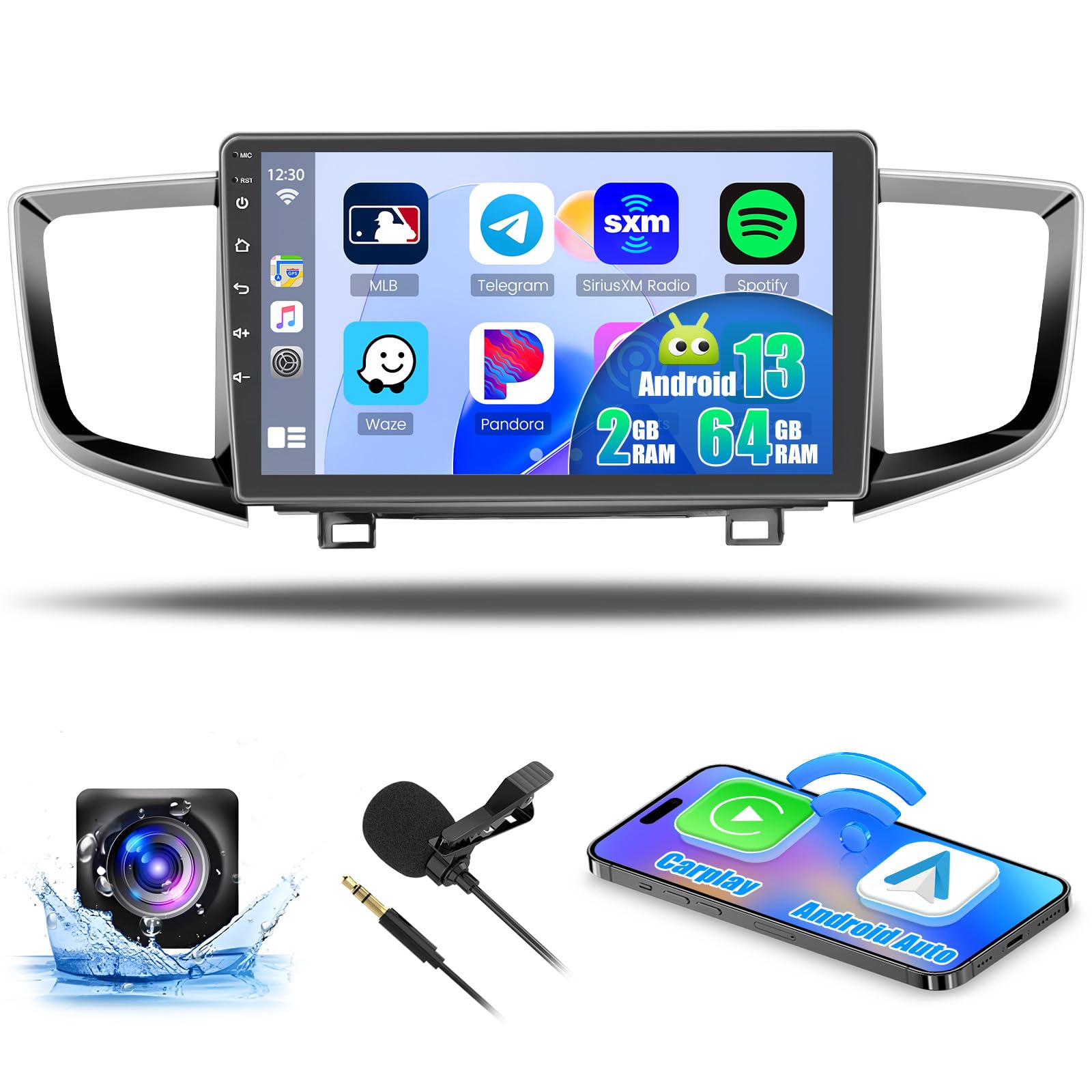 Amazon.com: [2+64G] Hikity Android 13 Stereo for Honda Pilot 2016-2023 ...