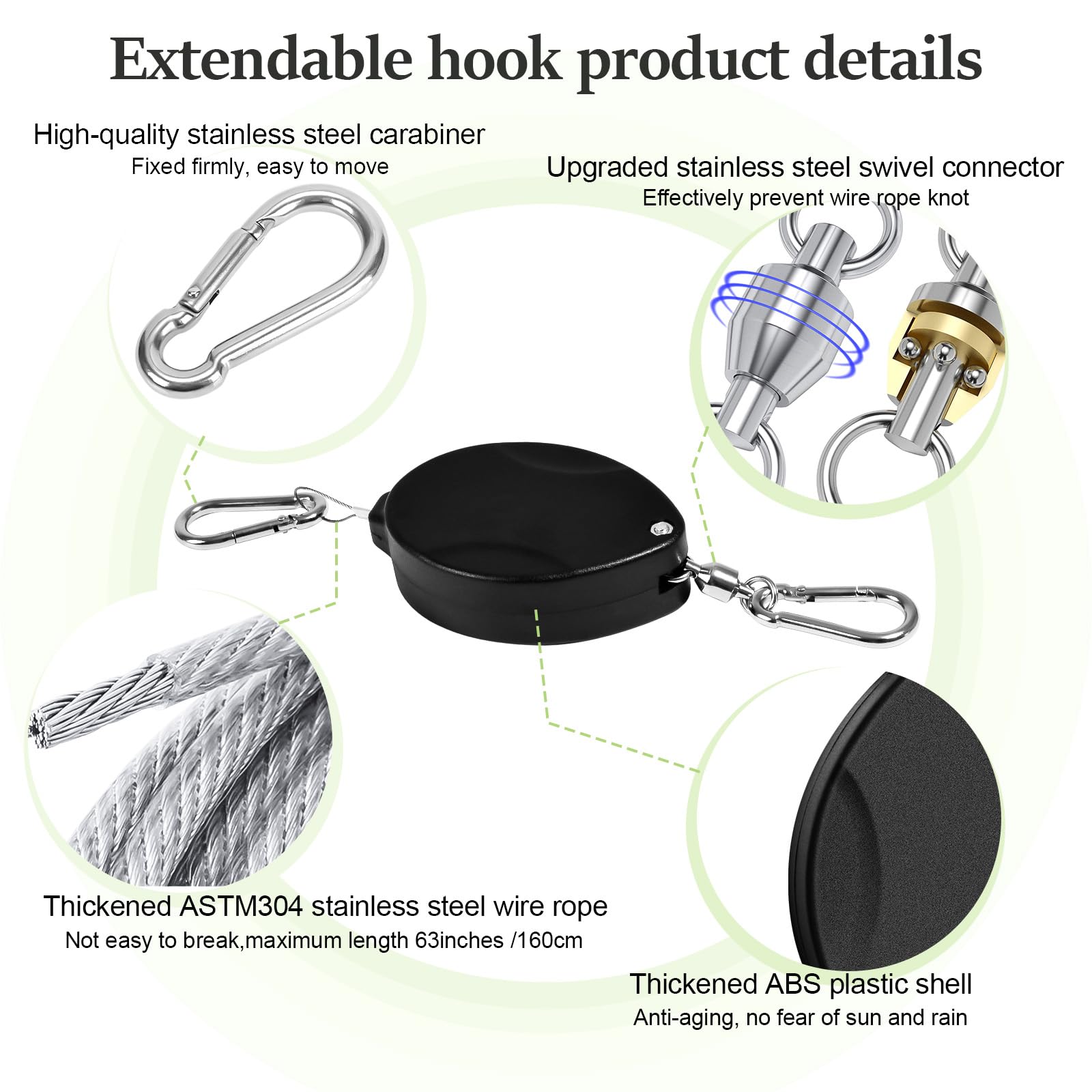 Plant Pulleys Heavy-Duty Retractable - 2025 Upgraded Auto-Locking ...