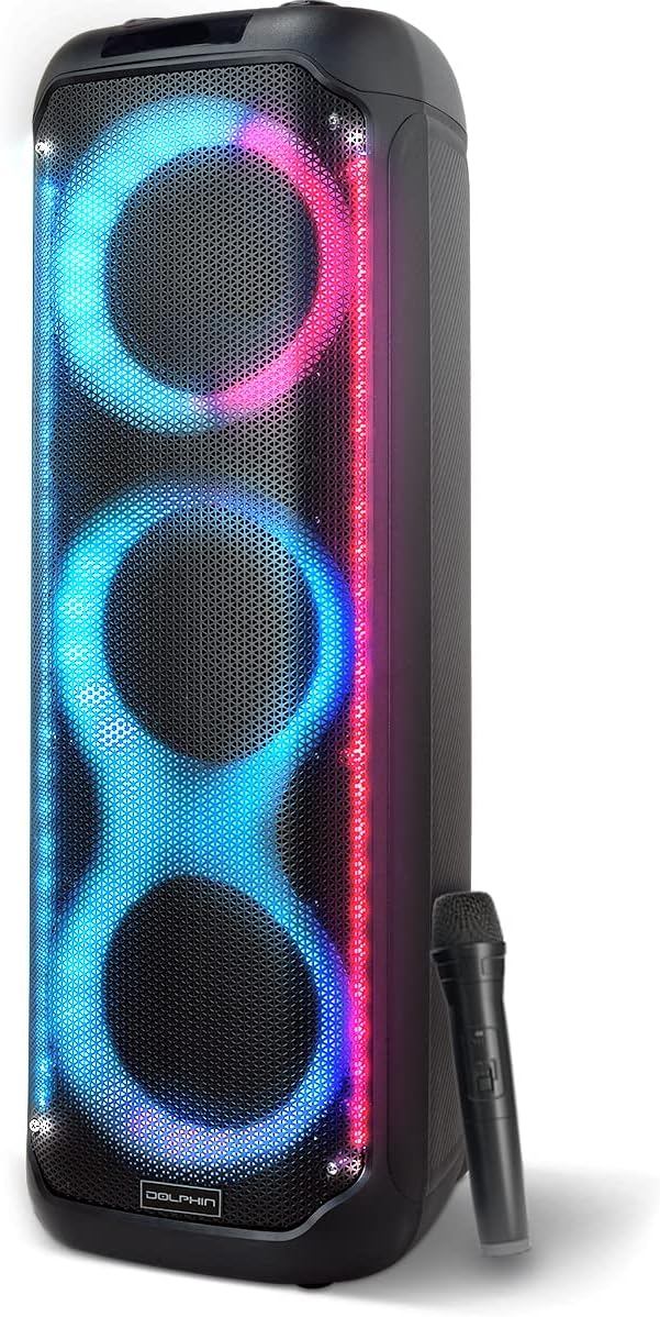 Amazon.com: Dolphin KaraokeBox 380: Triple 8" Bluetooth Party Speaker ...