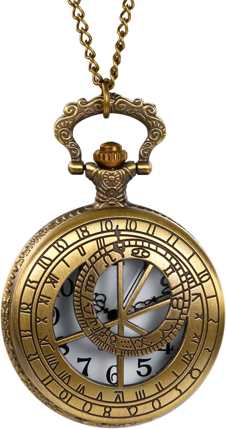 Amazon.com: Lancardo Antique Bronze Pocket Watch Vintage Unisex Hollow ...