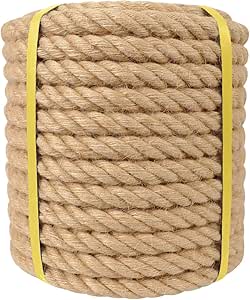 Twisted Manila Rope - 1.5 inch×100 feet - Natural Thick Jute Hemp Rope ...
