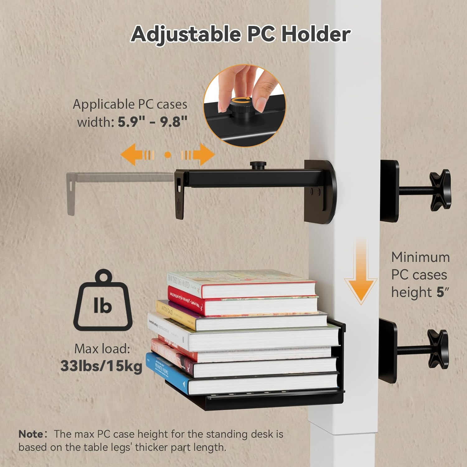 Snapklik.com : JOY Worker Clamp-on Desk Leg PC Mount, No Drilling Under ...