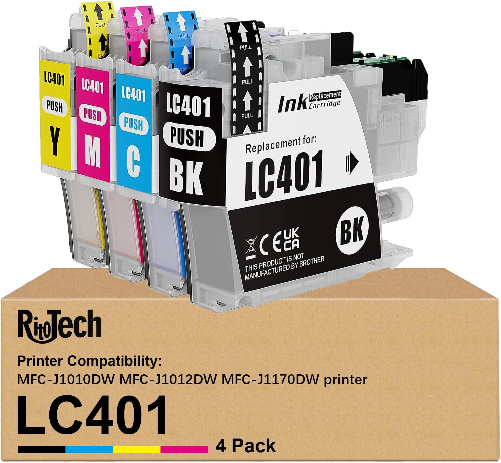 Amazon.com: LC401 Black Cyan Magenta Yellow Ink Cartridge, Compatible ...